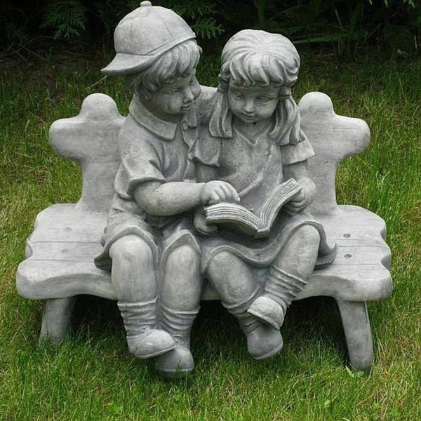 Garden Statue Girl on Bench - Etsy