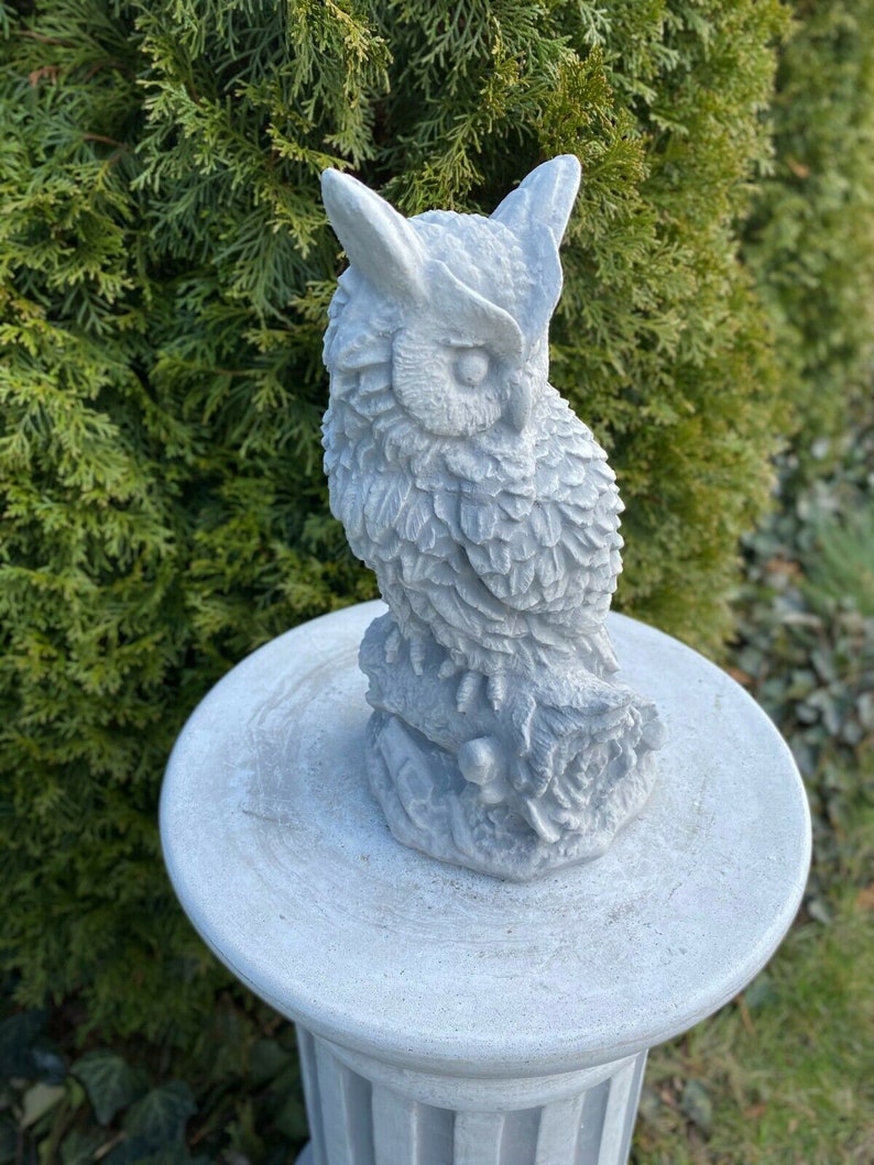 Stone Owl Statue Figurine Owl Ornament Pottery Owl Sleeping - Etsy