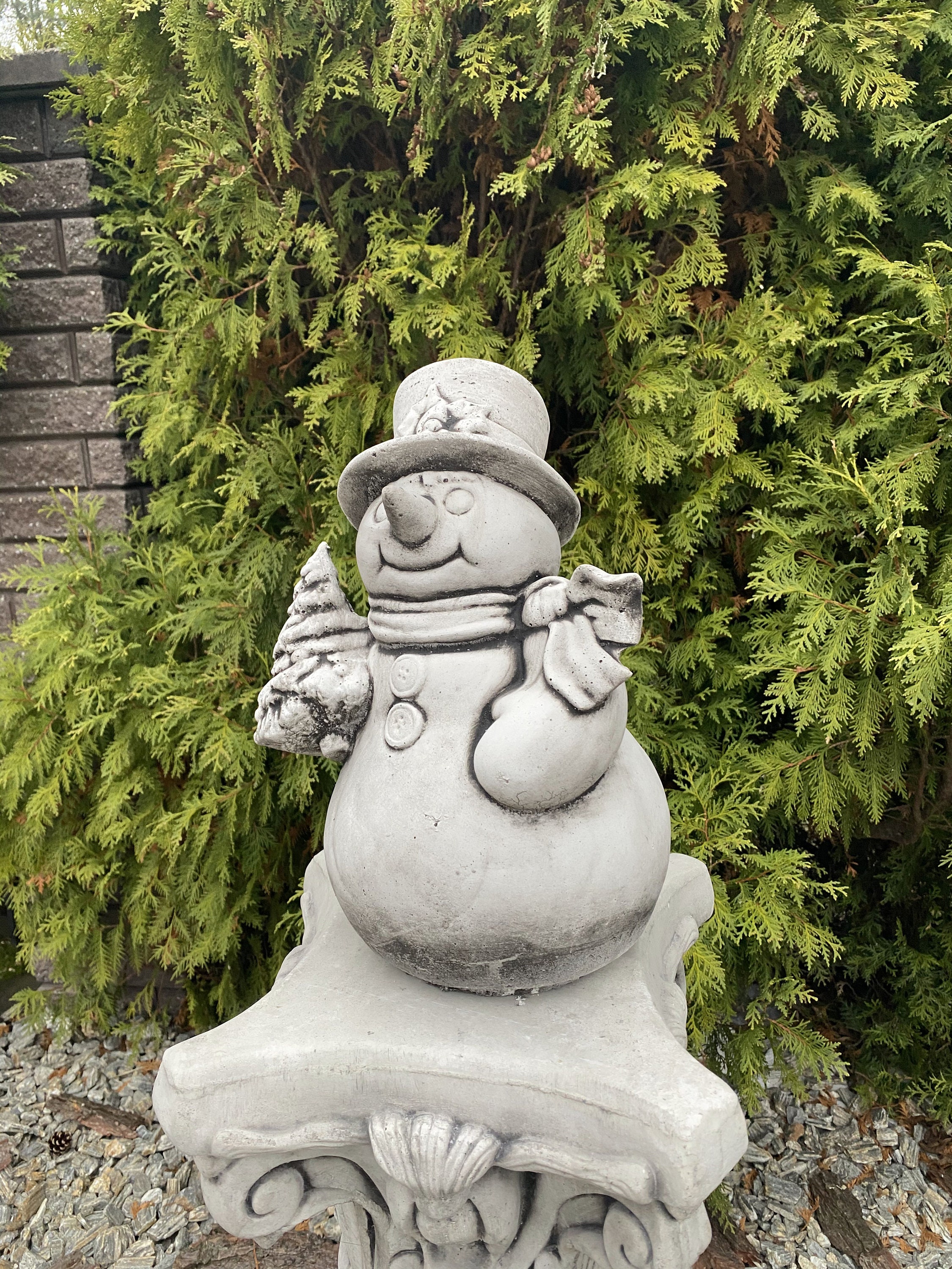 Concrete Snowman Statue - Etsy
