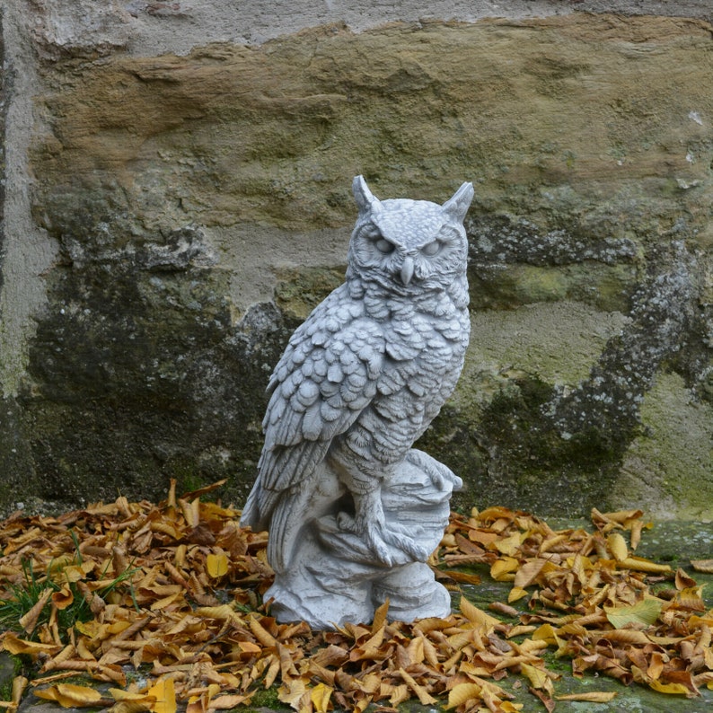 Concrete owl statue stone owl sculpture owl ornament | Etsy