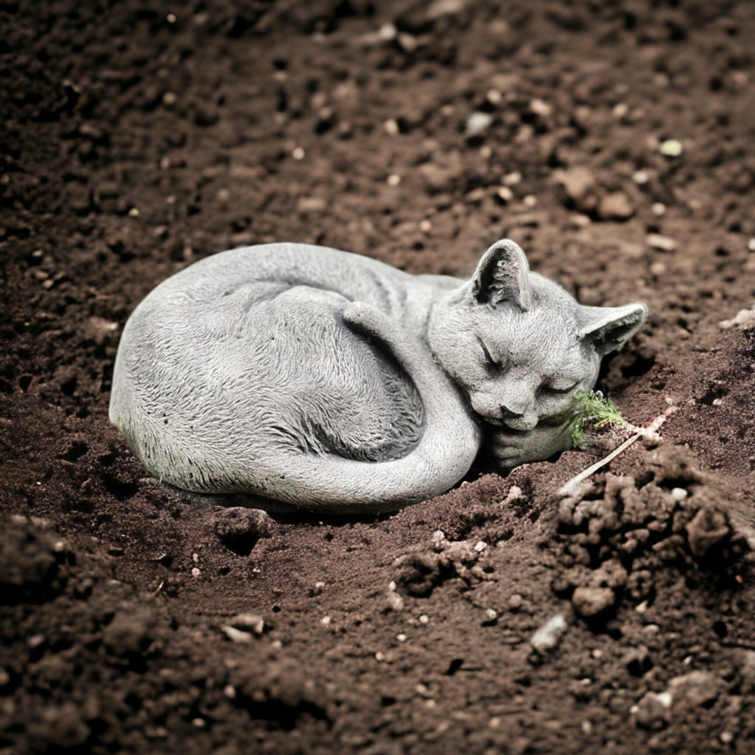 Cute Sleeping Cat Cat Memorial Stone Outdoor Sculpture Stone - Etsy