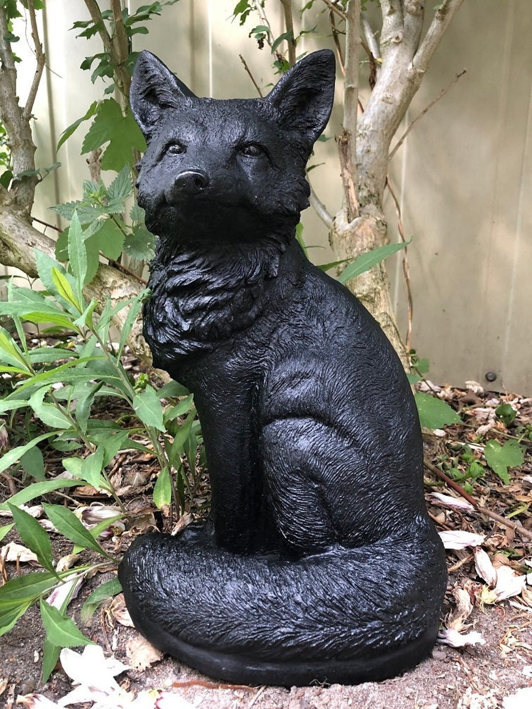 Black Fox Figure Ornament Garden Statue Realistic Fox Figurien - Etsy