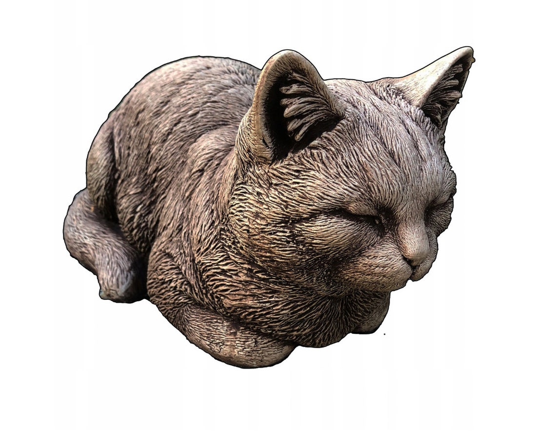 Cute Kitty Sleeping Cat Garden Statue Cat Memorial Stone Etsy 