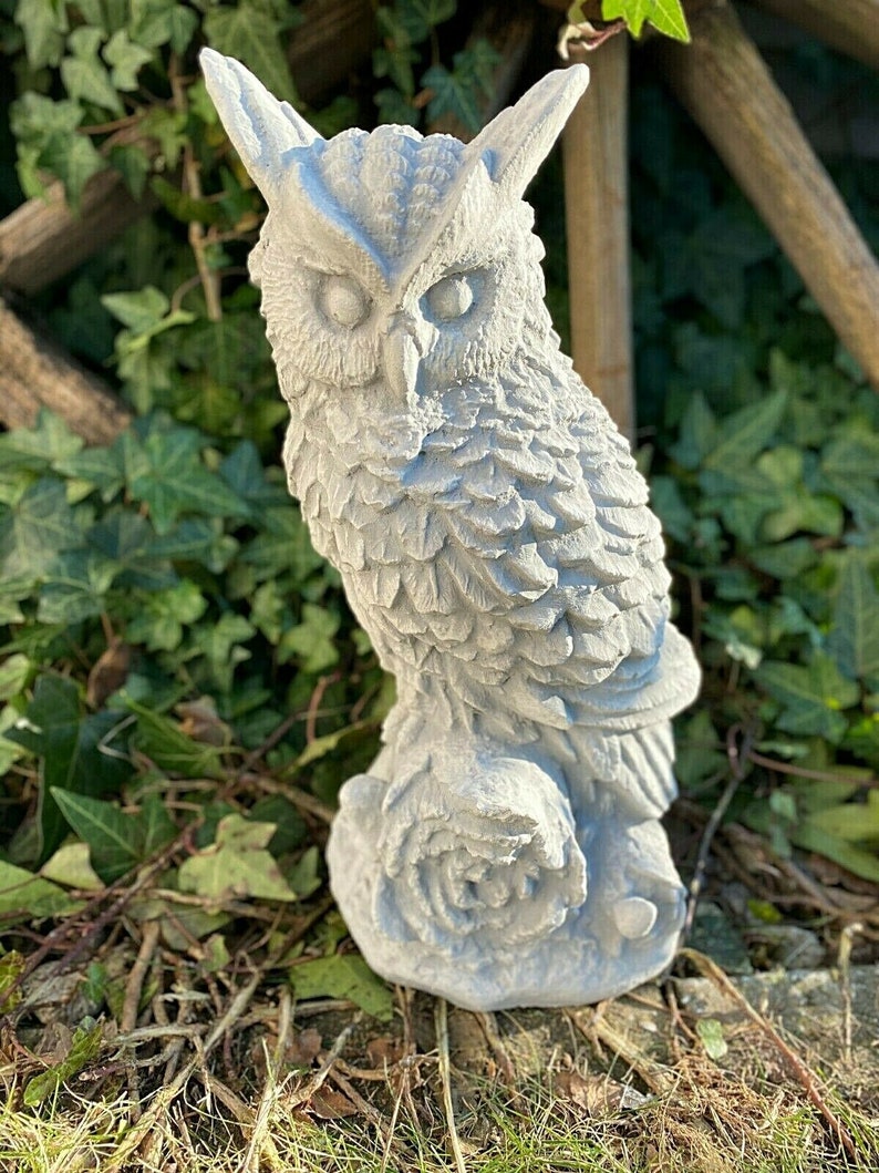 Stone Owl Statue Figurine Owl Ornament Pottery Owl Sleeping - Etsy