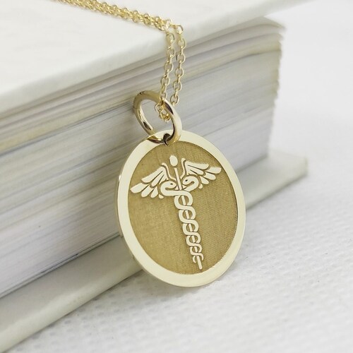 Medic Necklace 14K Solid Gold Pendant Nurse Necklace Doctor - Etsy