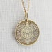 14K Solid Gold Aztec Calendar Disc Necklace, Gold Mayan Sun Calendar ...