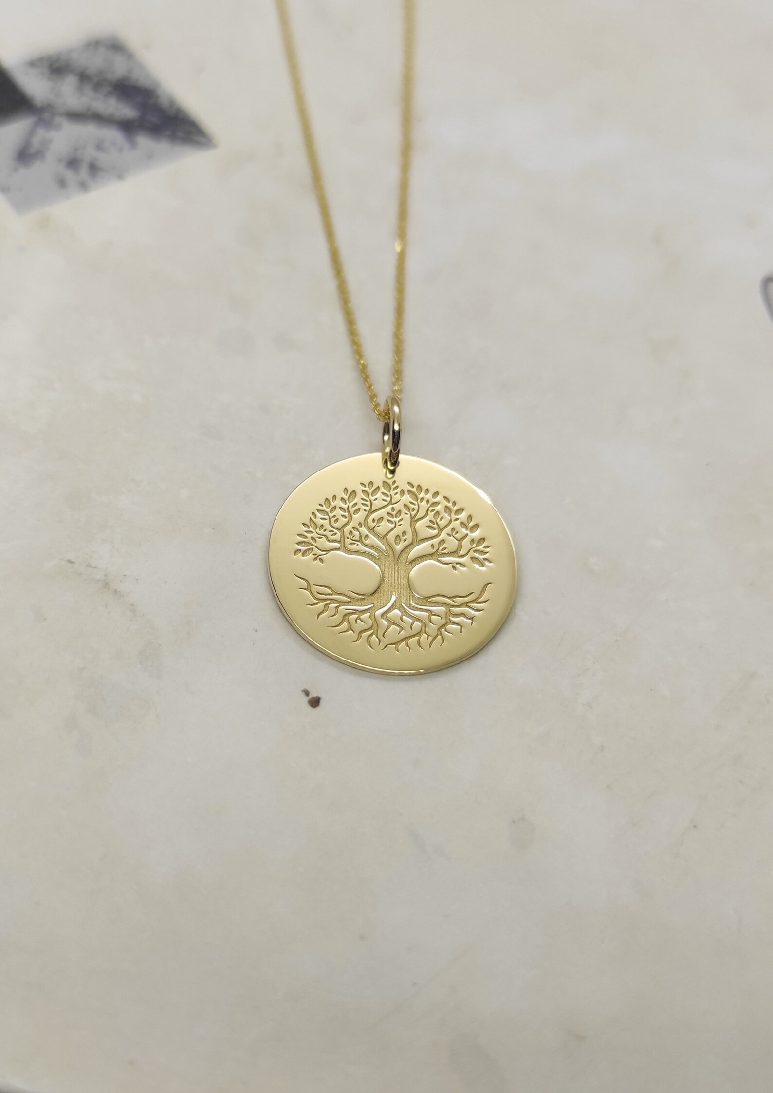 14K Gold Tree Pendant, Tree of Life Charm, Family Tree Necklace, Gold ...