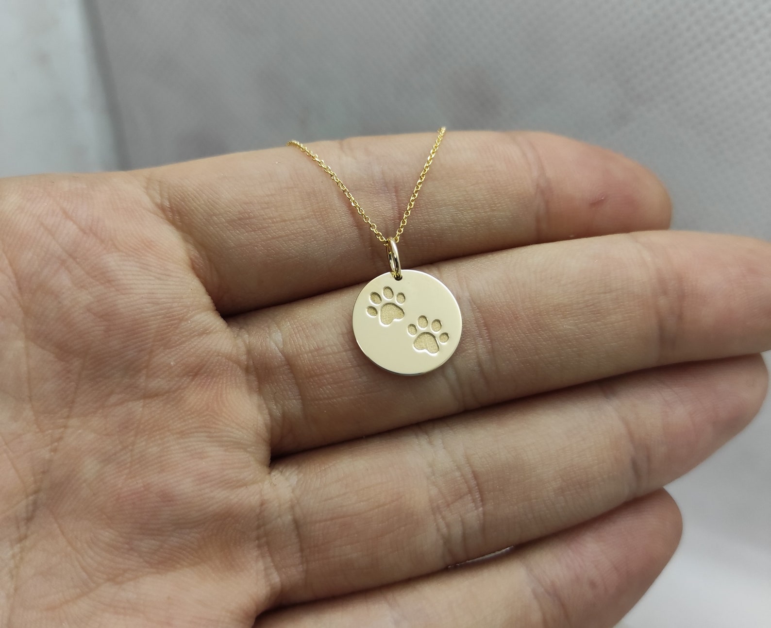 Paw Pendant, Dog Necklace, Paw Print Necklace, 14K Yellow Gold Pendant ...