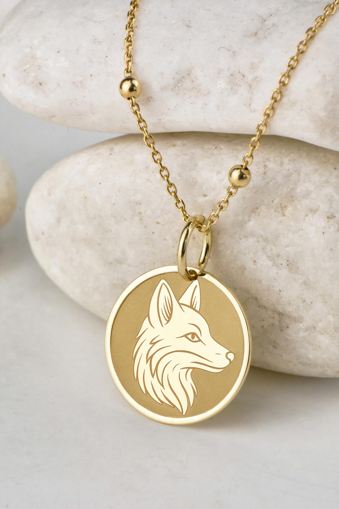 14K Solid Gold Kitsune Fox Necklace, Custom Japanese Myth Jewelry ...