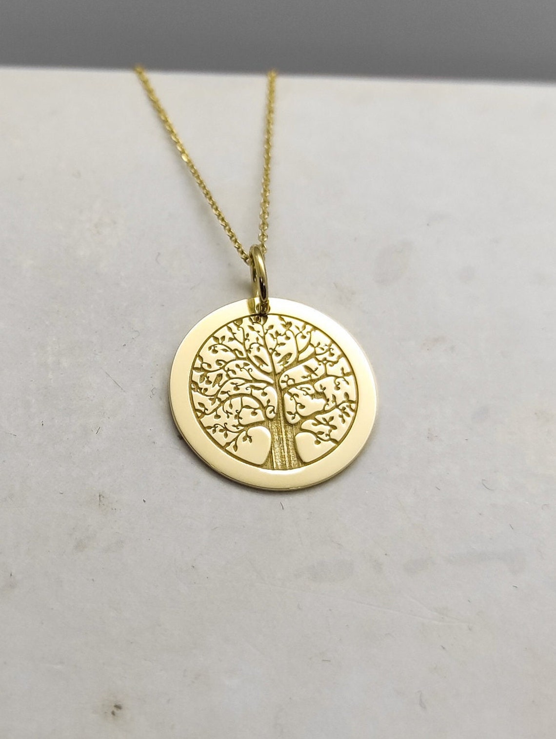 Dainty Family Tree Necklace, 14K Solid Gold Tree Pendant, Gold Tree of ...