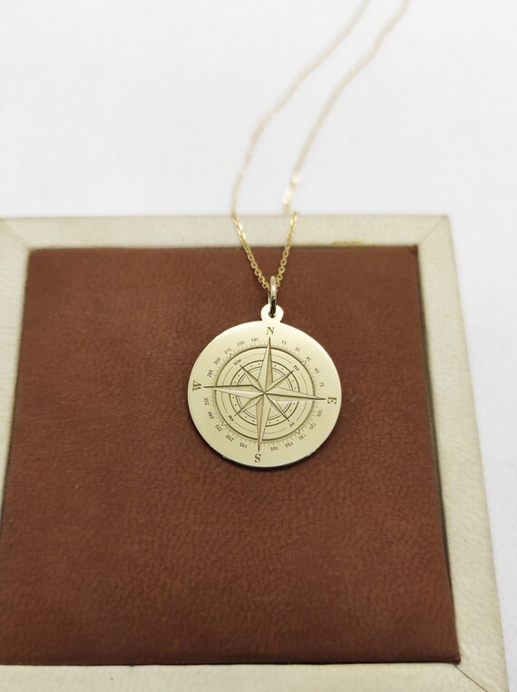 Compass Necklace Compass Jewelry Compass Engraved Compass Etsy