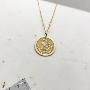 Gold Pharmacist Necklace, 14K Solid Gold Pendant, Pharmacist Graduate ...