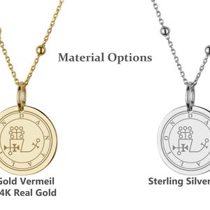 14K Gold Dantalion Sigil Necklace, Lesser Key of Solomon Jewelry, Ars ...