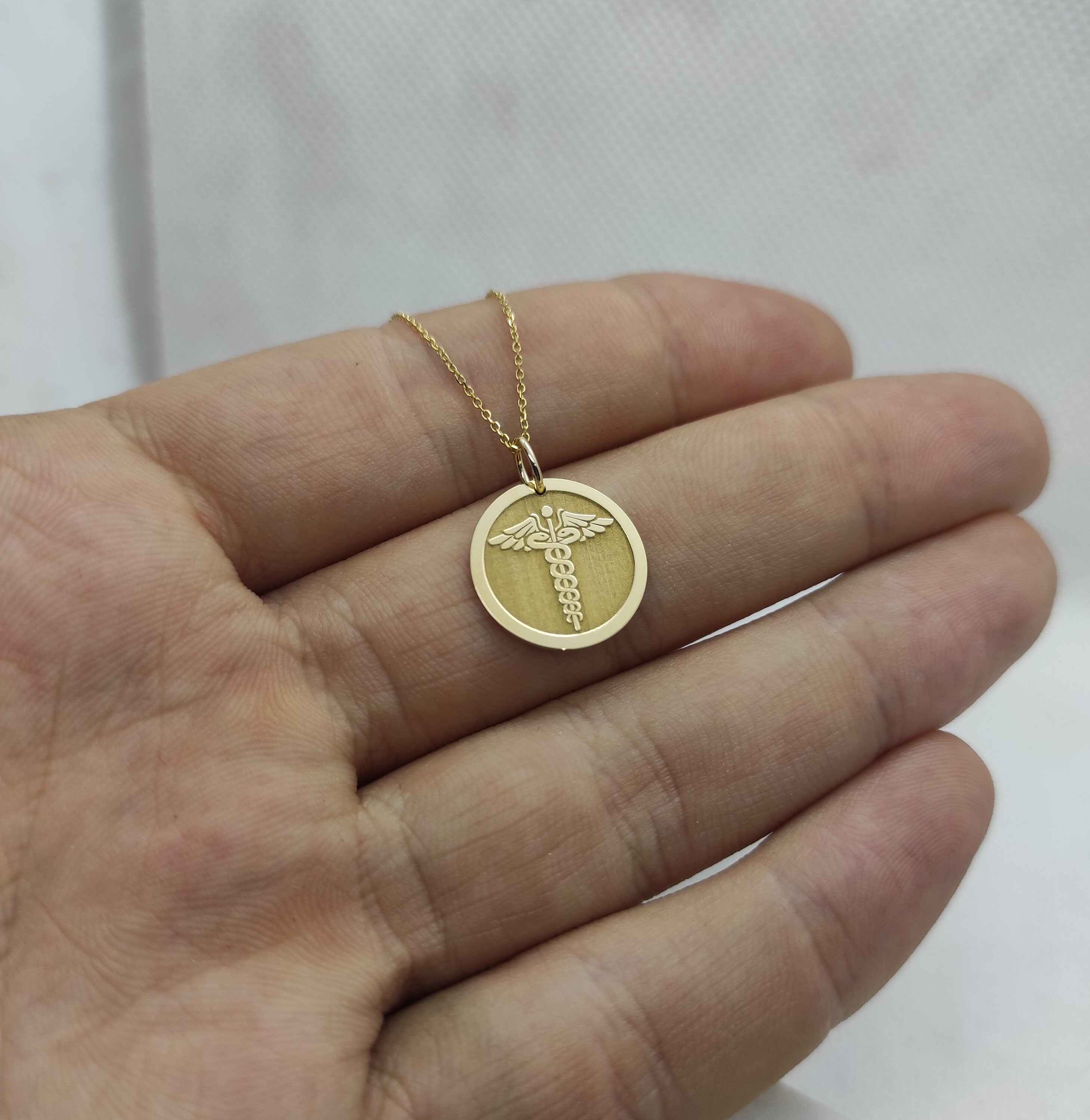 Medic Necklace 14K Solid Gold Pendant Nurse Necklace Doctor | Etsy