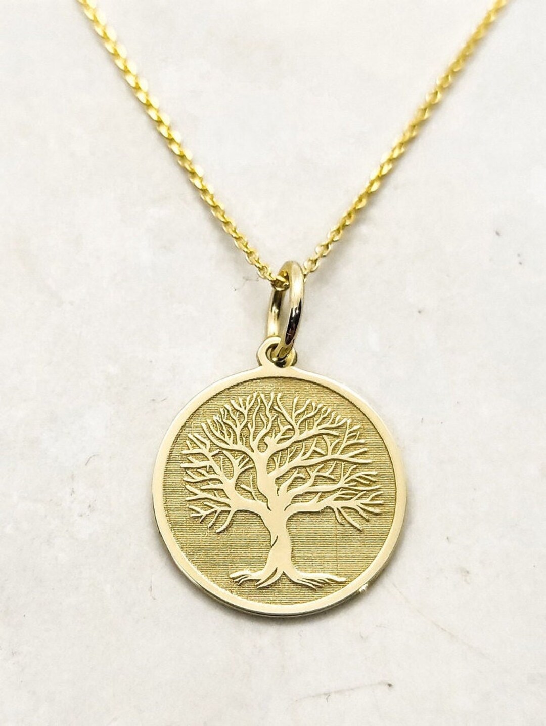 14K Solid Gold Tree of Life Necklace, Family Tree Pendant, Gold Tree ...