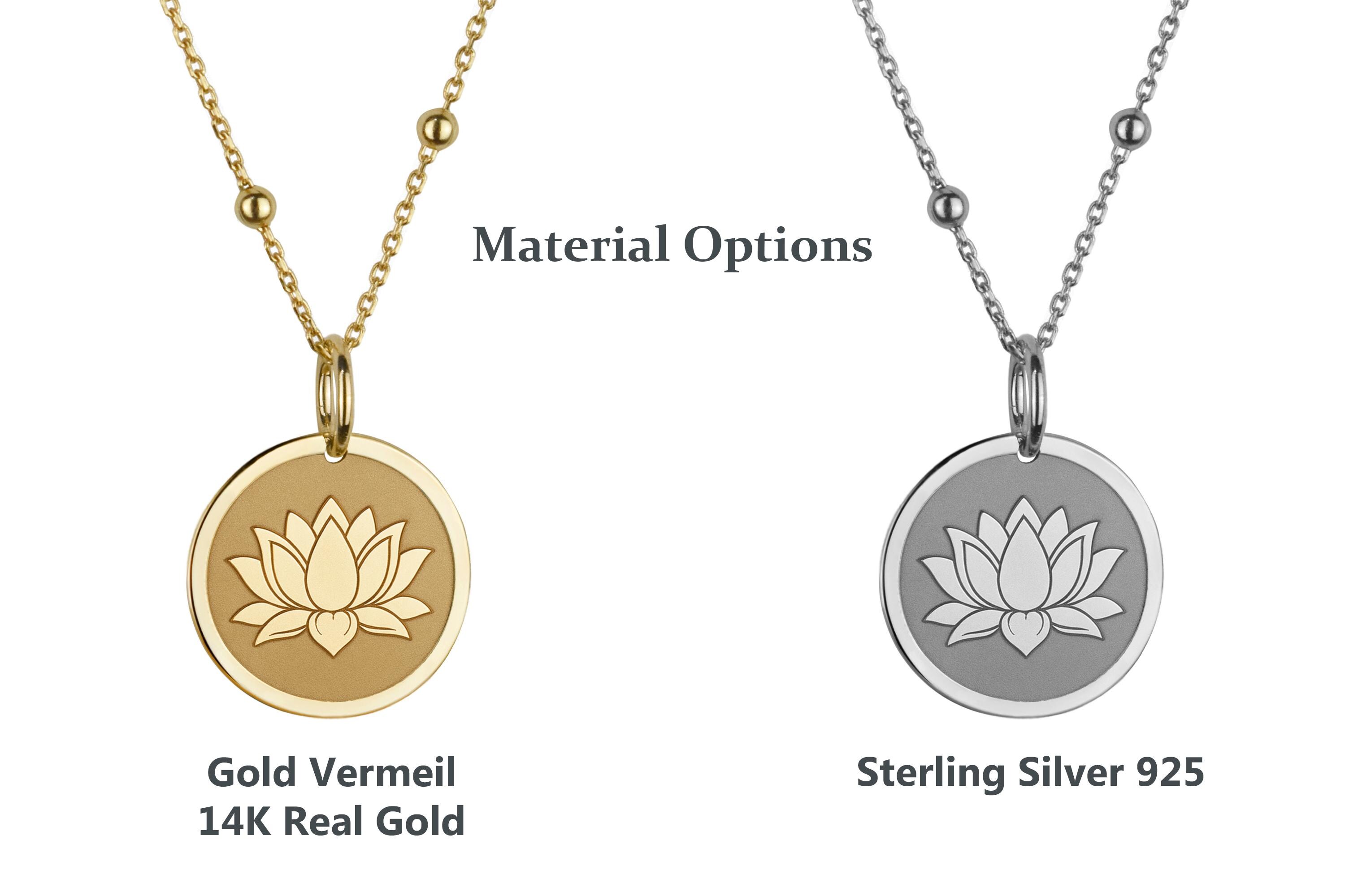 14K Solid Gold Lotus Necklace, Buddhist Jewelry, Personalized Hindu ...