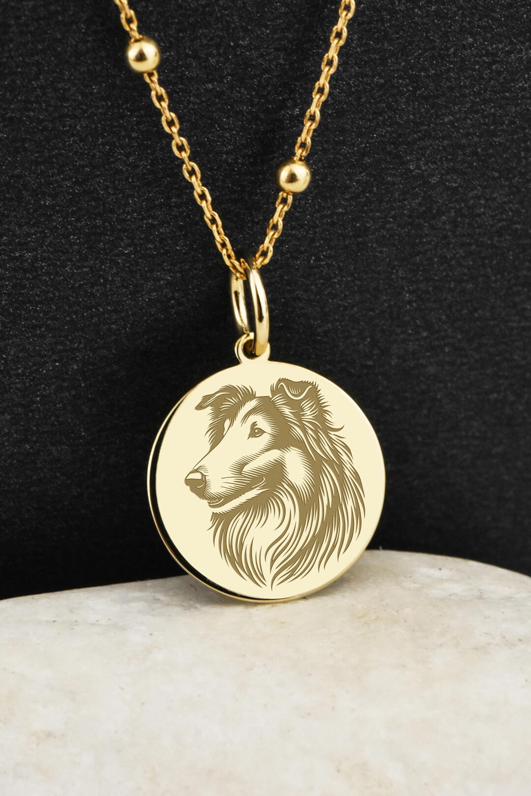 14K Gold Scotch Collie Necklace, Fluffy Pup Pendant, Herd Guardian ...