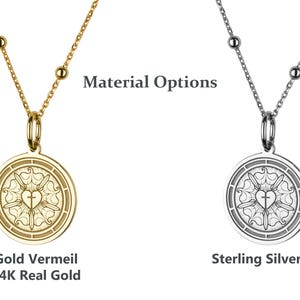14K Solid Gold Luther Rose Necklace, Lutheran Cross Pendant ...