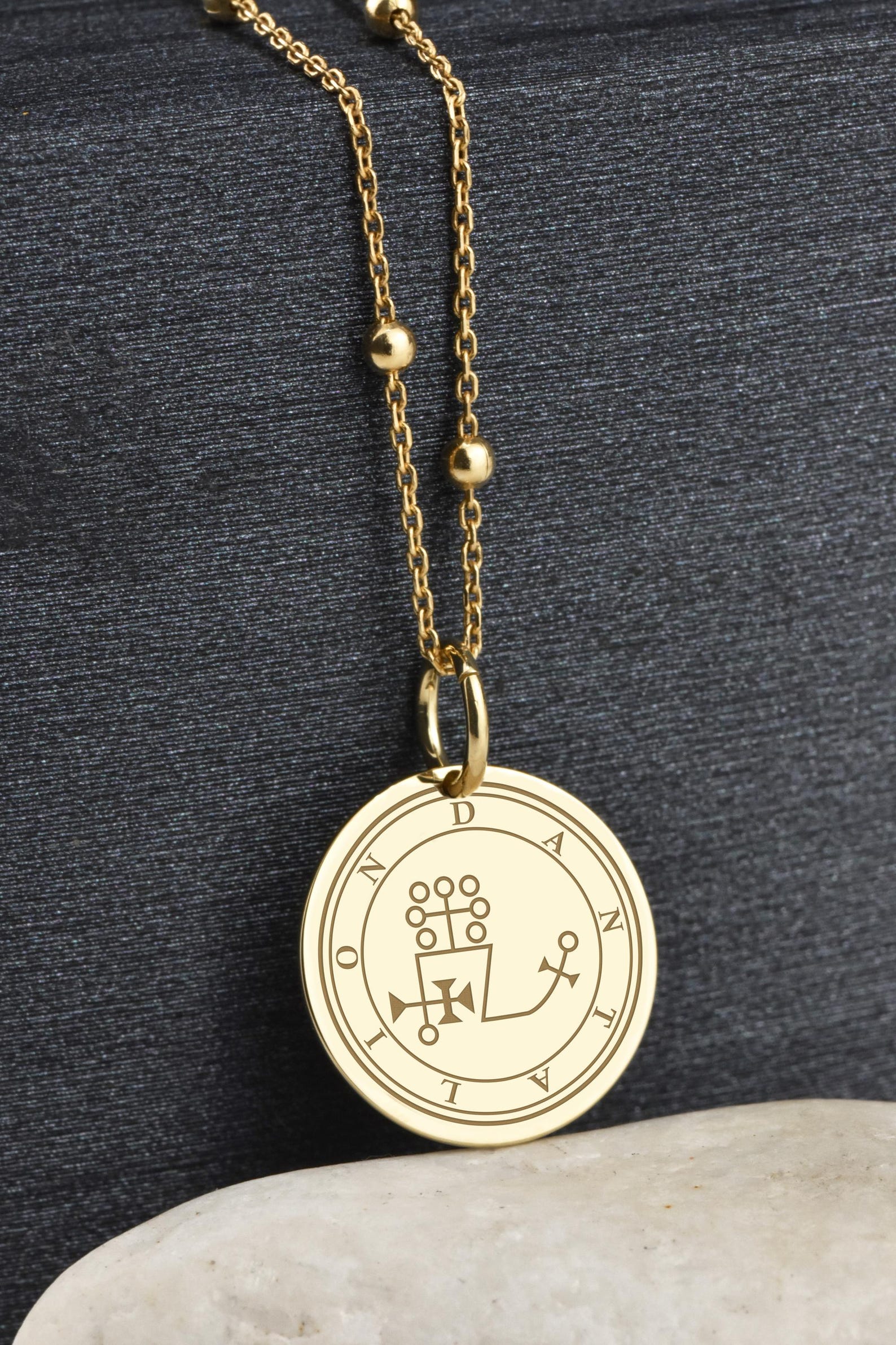 14K Gold Dantalion Sigil Necklace, Lesser Key of Solomon Jewelry, Ars ...