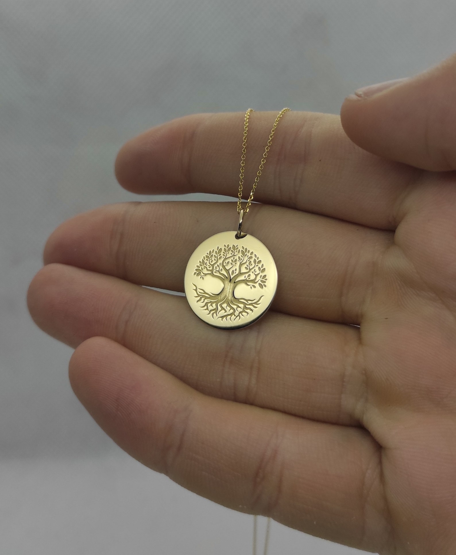 14K Gold Tree Pendant Tree of Life Charm Family Tree - Etsy