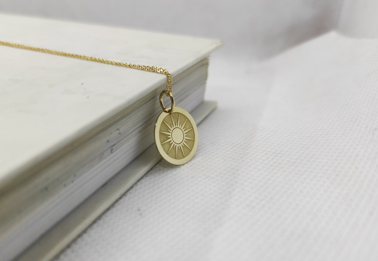 Sun Pendant, 14k Solid Gold Sun Jewelry, Yellow Gold Sunburst Pendant ...