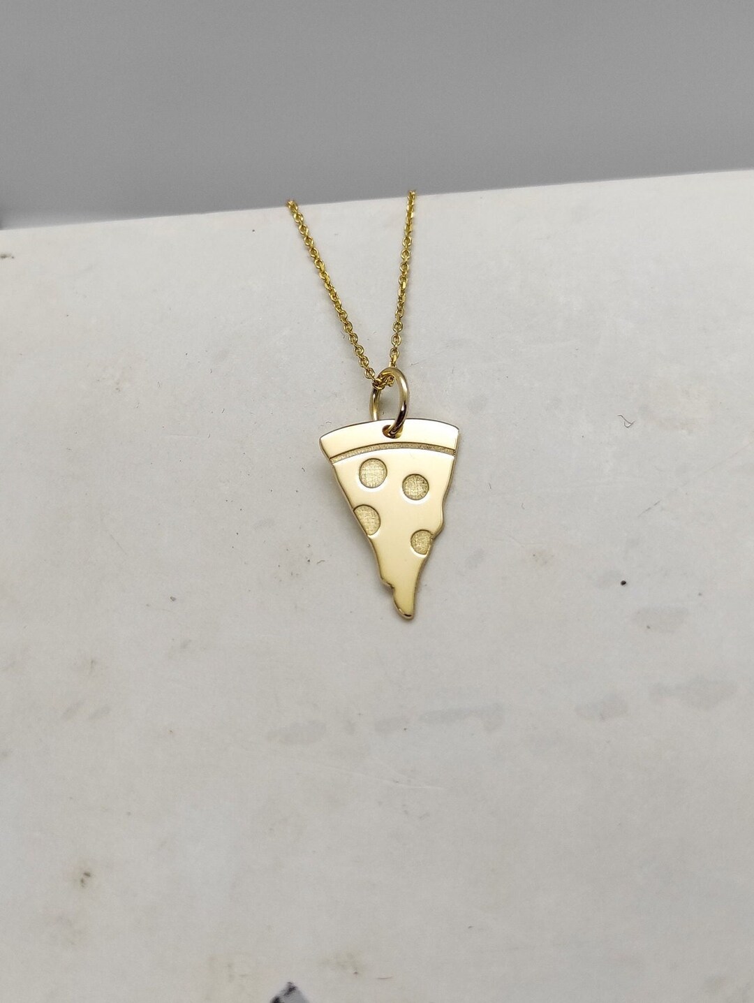 Pizza Slice Necklace, 14K Yellow Gold Pendant, Gold Pizza Pendant, Food ...