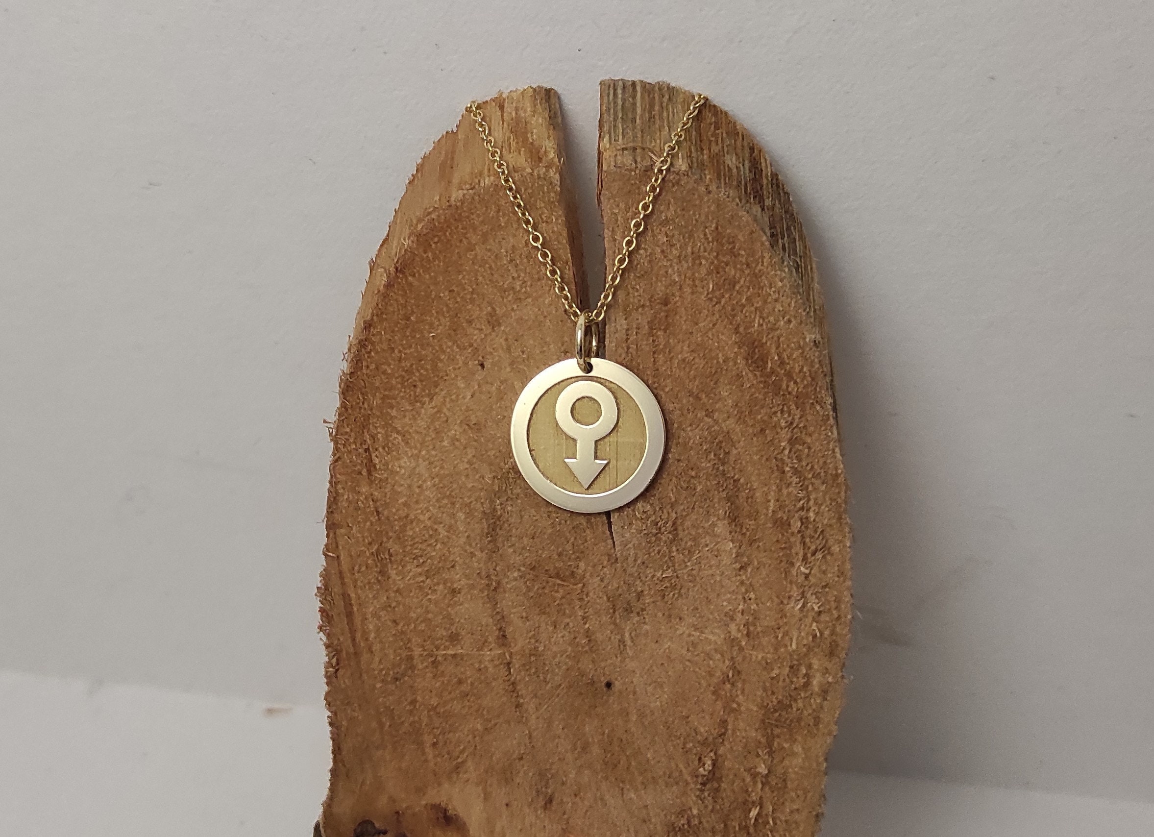 Mars Necklace 14K Yellow Gold Pendant Man Symbol Necklace | Etsy