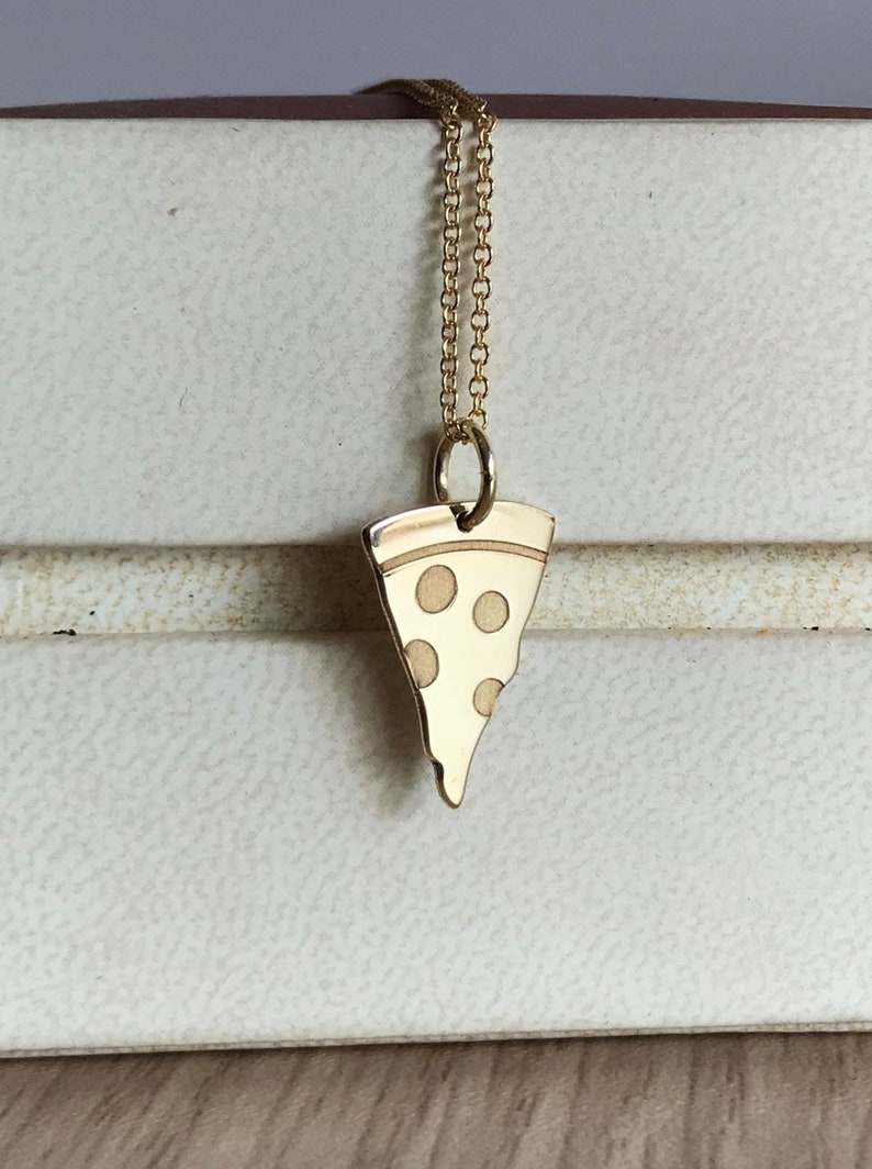 Pizza Slice Necklace, 14K Yellow Gold Pendant, Gold Pizza Pendant, Food ...