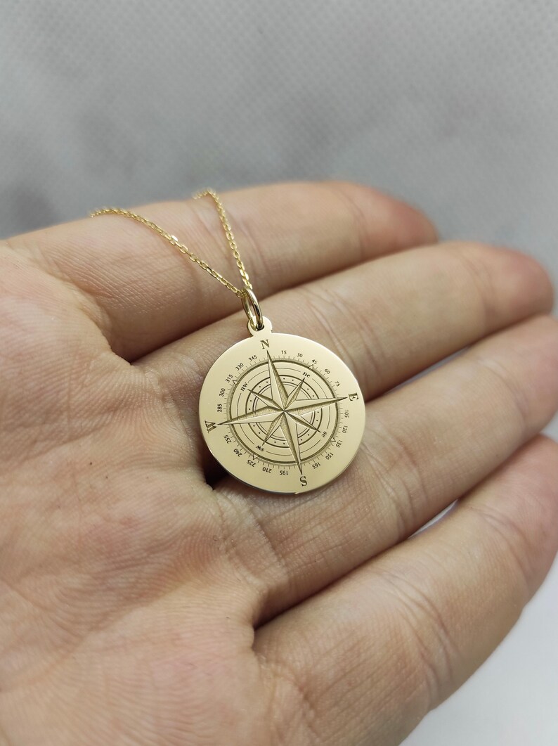 Compass Necklace Compass Jewelry Compass Engraved Compass | Etsy