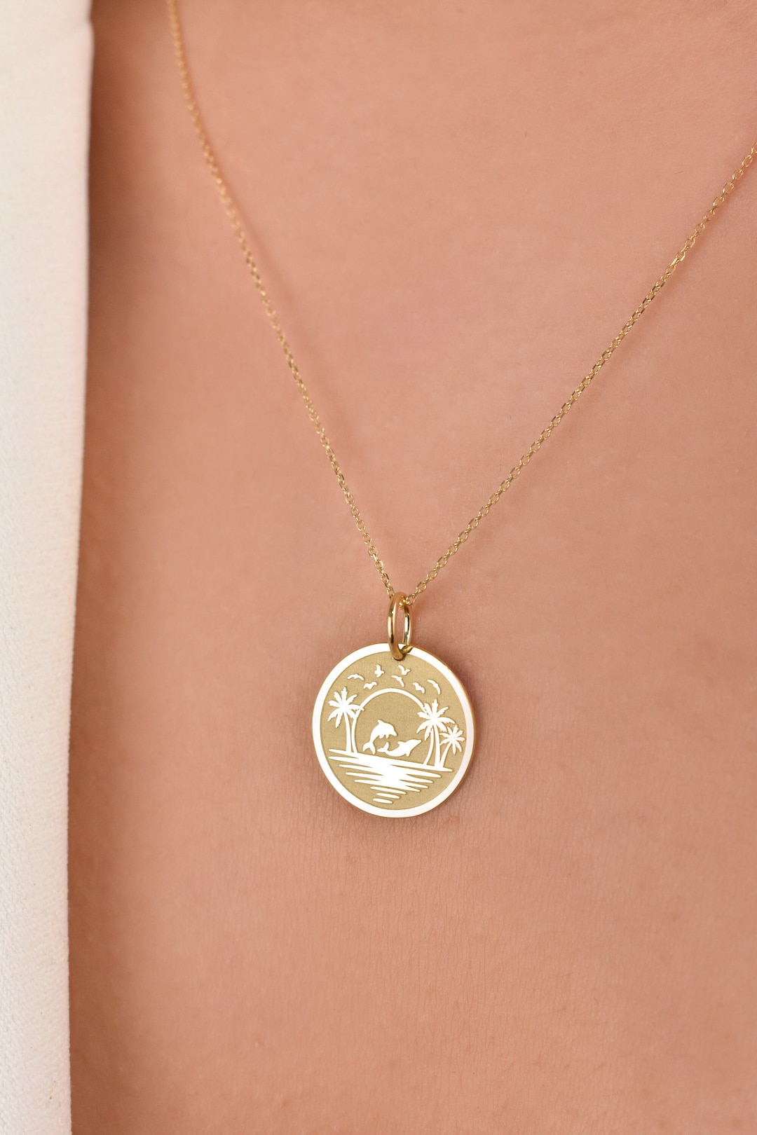 14K Gold Hawaiian Island Necklace, Aloha Necklace, Hawaiian Pendant ...