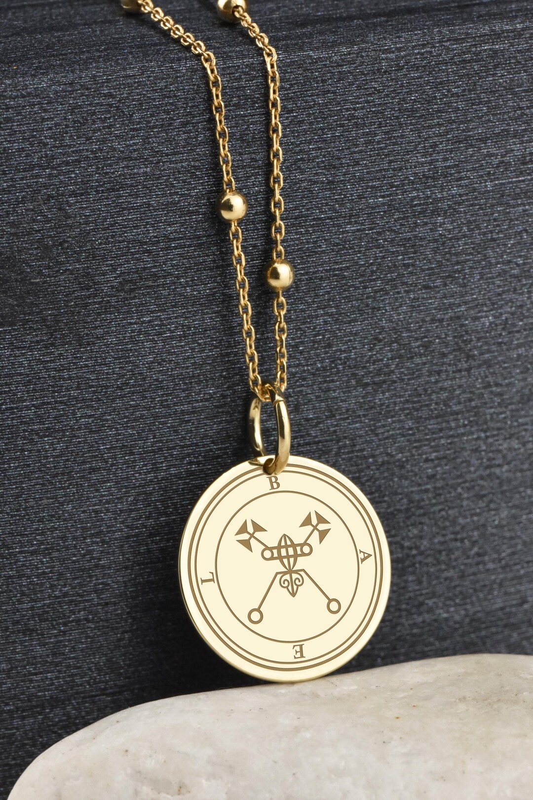 14K Gold Bael Sigil Necklace, Lesser Key of Solomon Pendant ...
