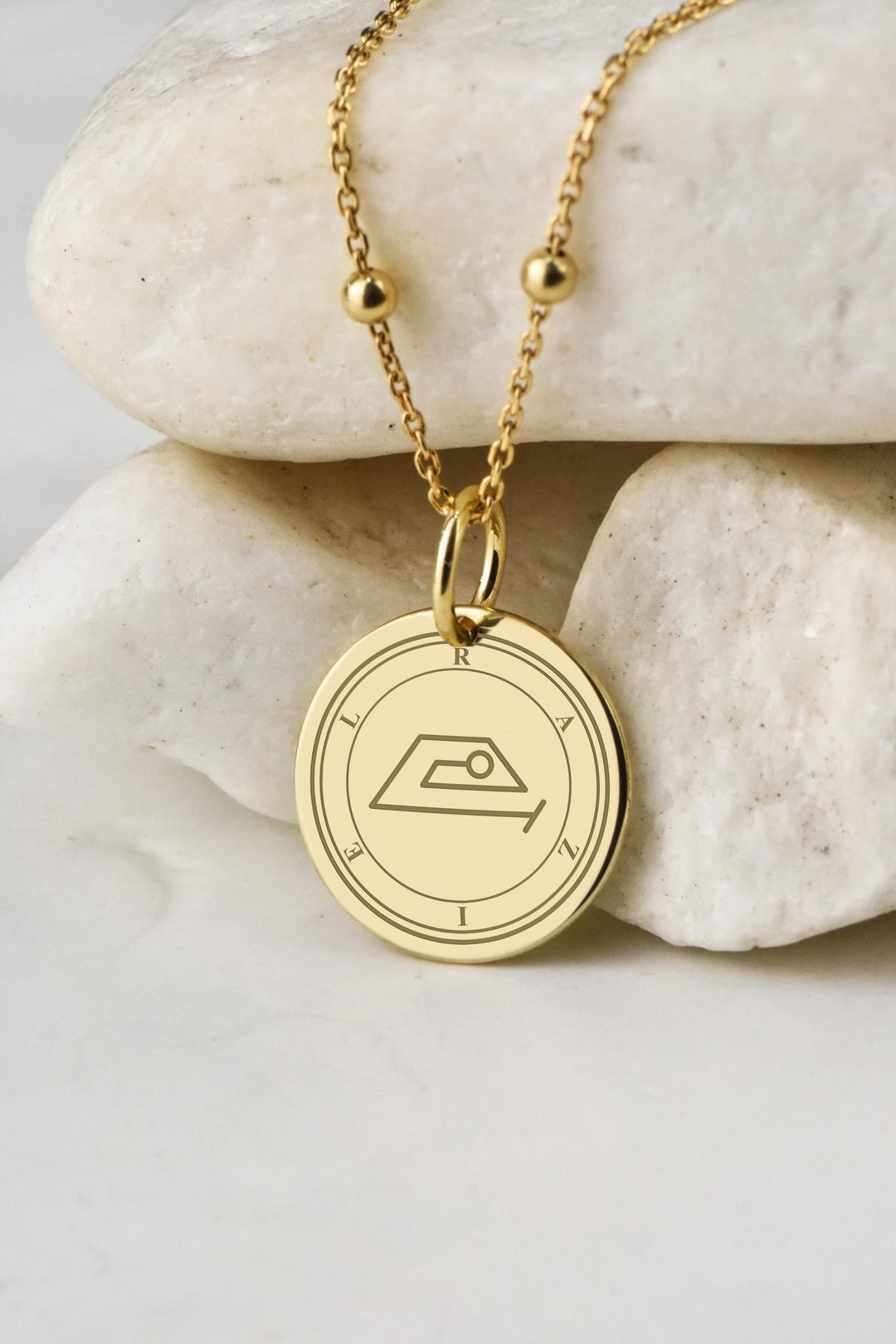 14K Gold Archangel Raziel Signature Necklace, Saint Raziel Sigil ...