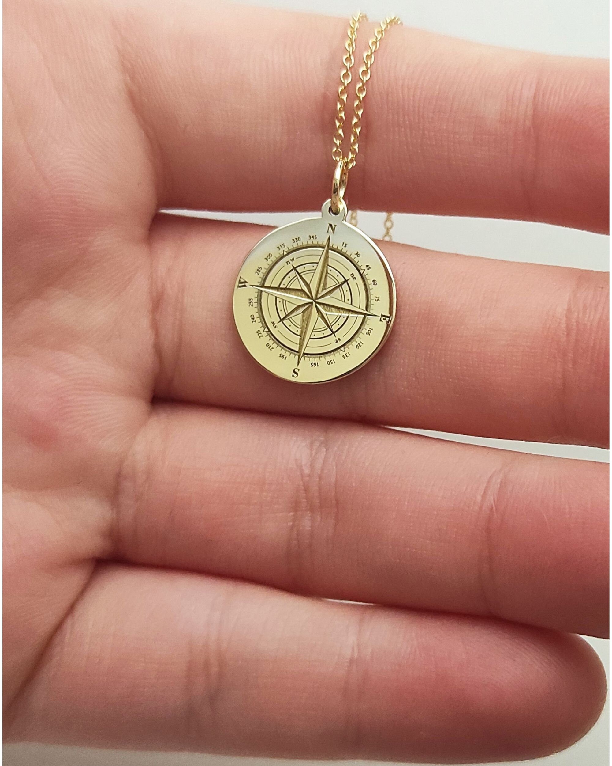 Compass Necklace Compass Jewelry Compass Engraved Compass | Etsy