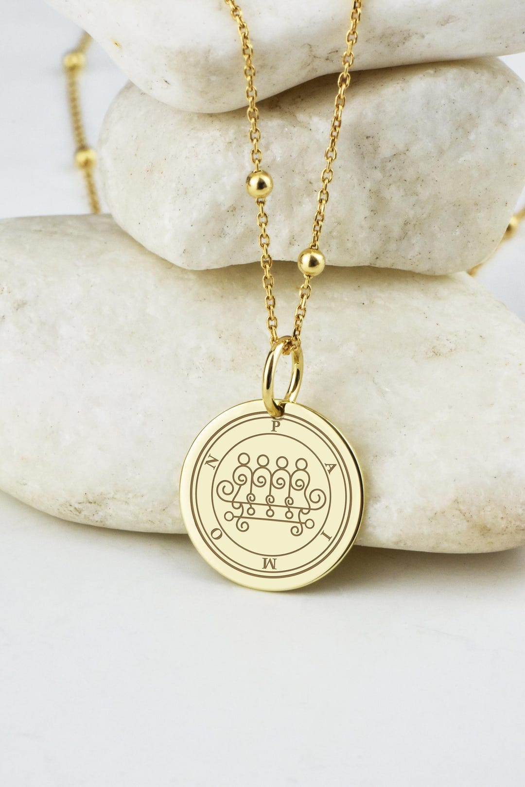 14K Gold Paimon Sigil Necklace, Ars Goetia Jewelry, Lesser Key of ...