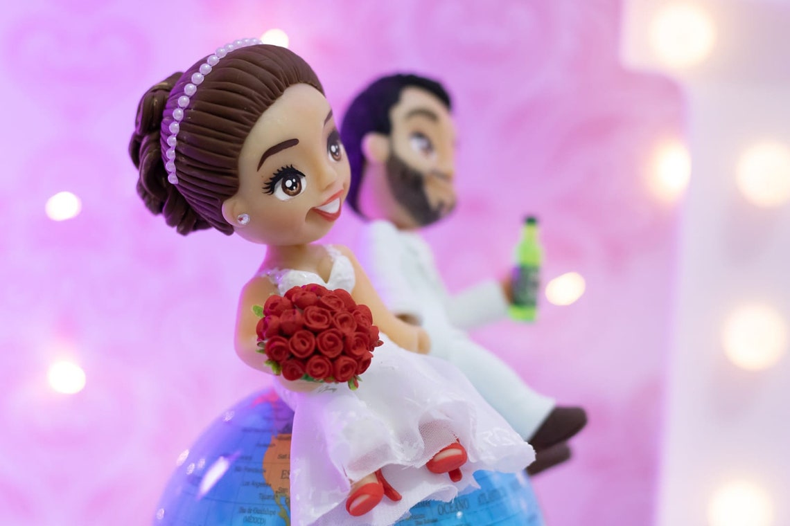 Fully Personalized Wedding Cake Topper Figurines Bride and - Etsy