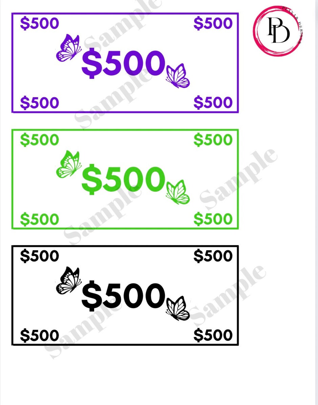 500 Dollars Digital Placeholder, DIGITAL DOWNLOAD, Place Holder for ...