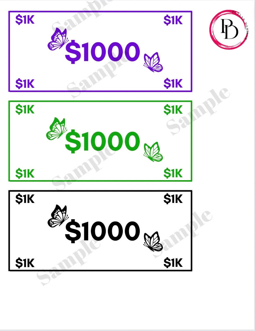 1K Digital Money Placeholders,printable Money, Cash Stuffing - Etsy