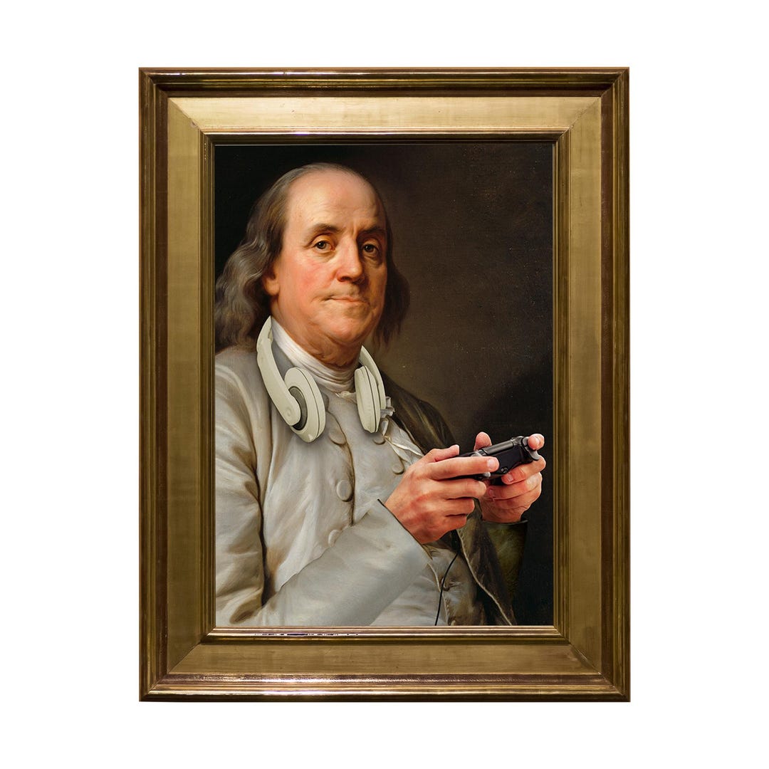 Digital Download Art, Patriot Ben Franklin, Video Game, Gallery Wall ...