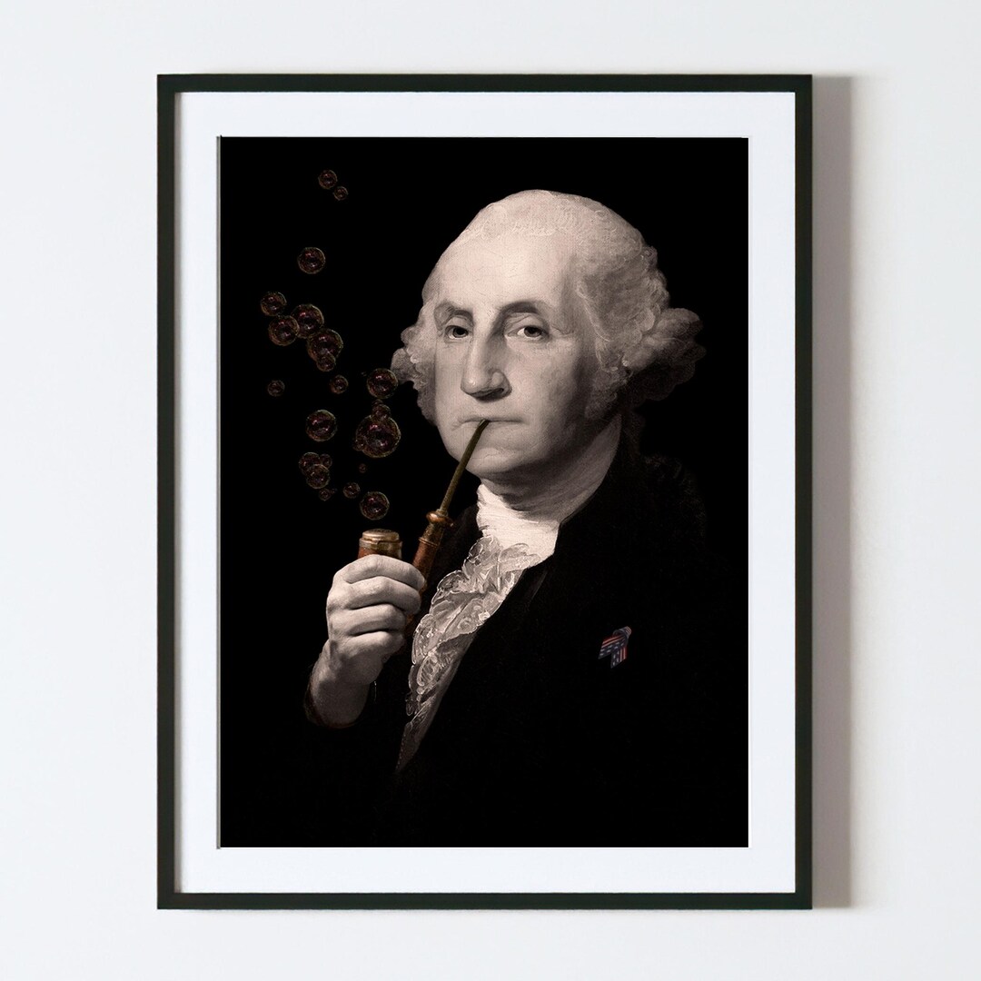 George Washington Blowing Bubbles Art Print: Black & White Color Pop ...