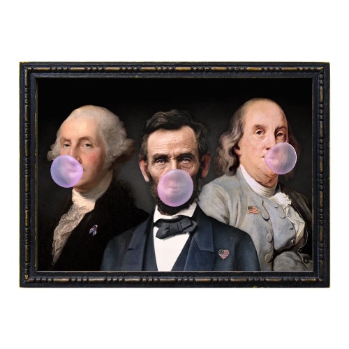 Digital Download Art Ben Franklin Portrait Bubble Gum Blue - Etsy