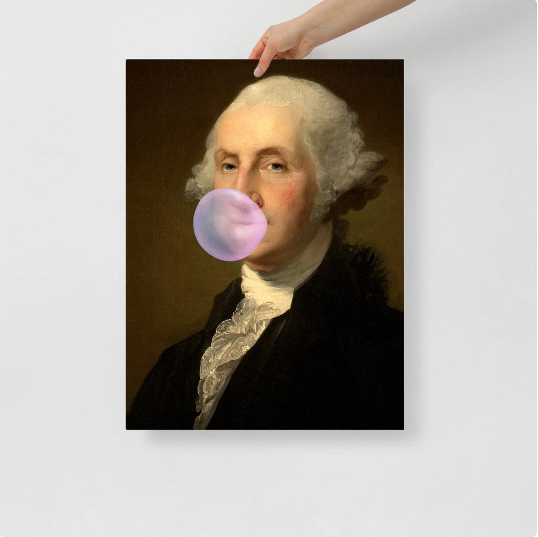 Funny George Blowing Bubbles Giclee Print: Altered Portrait Art - Etsy