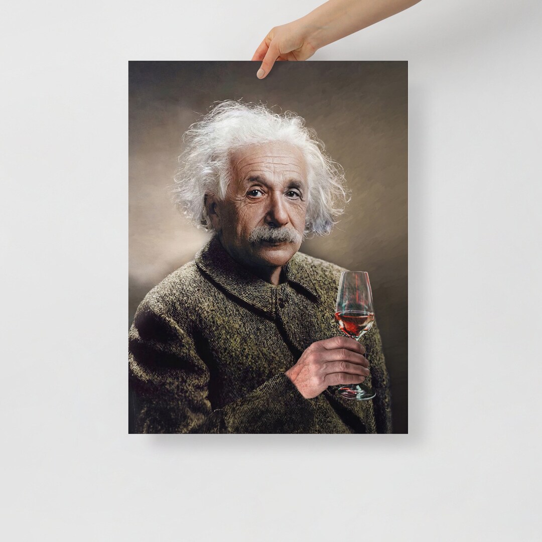 Giclee Print Fun Alter Art Einstein & Wine Gallery Wall Art Home Decor ...