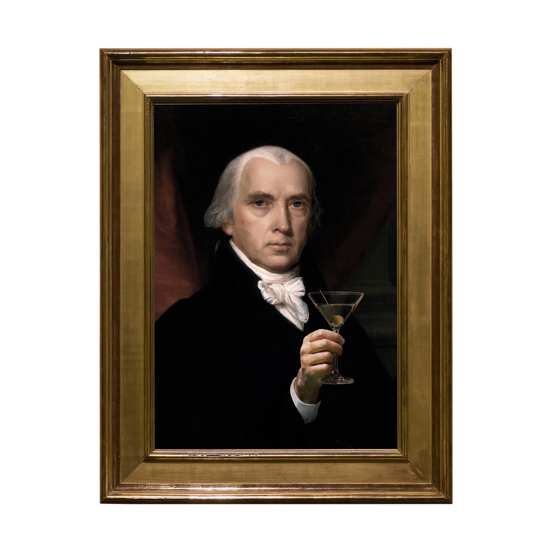 Digital Download Art, President James Madison, Martini, Gallery Wall ...