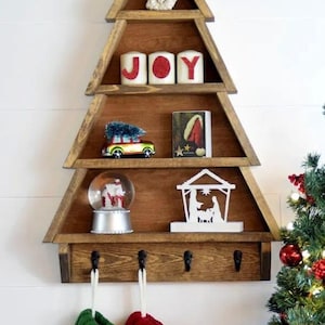 Wooden Christmas Tree Shelf DIY, Wooden Tree, Christmas Decoration ...