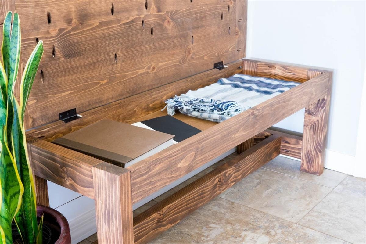 DIY Modern Farmhouse Storage Bench , Storage Bench, Woodworking Modern ...