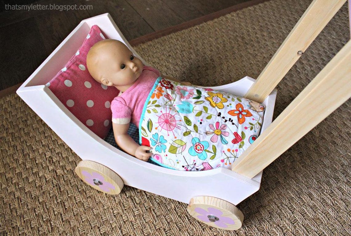 DIY Wood Doll Pram or Stroller, Wood Stroller, Woodworking Wood Doll ...