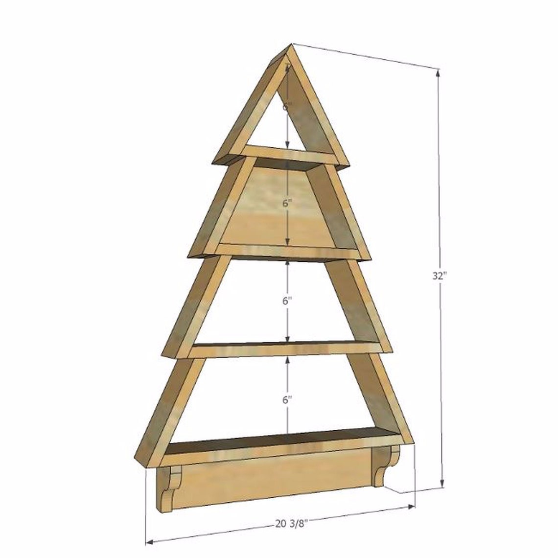 Wooden Christmas Tree Shelf DIY, Wooden Tree, Christmas Decoration ...