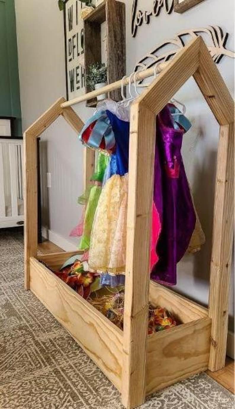 DIY Kids Closet Shelves, Coat Rack, Kids Dress up Storage, Woodworking ...