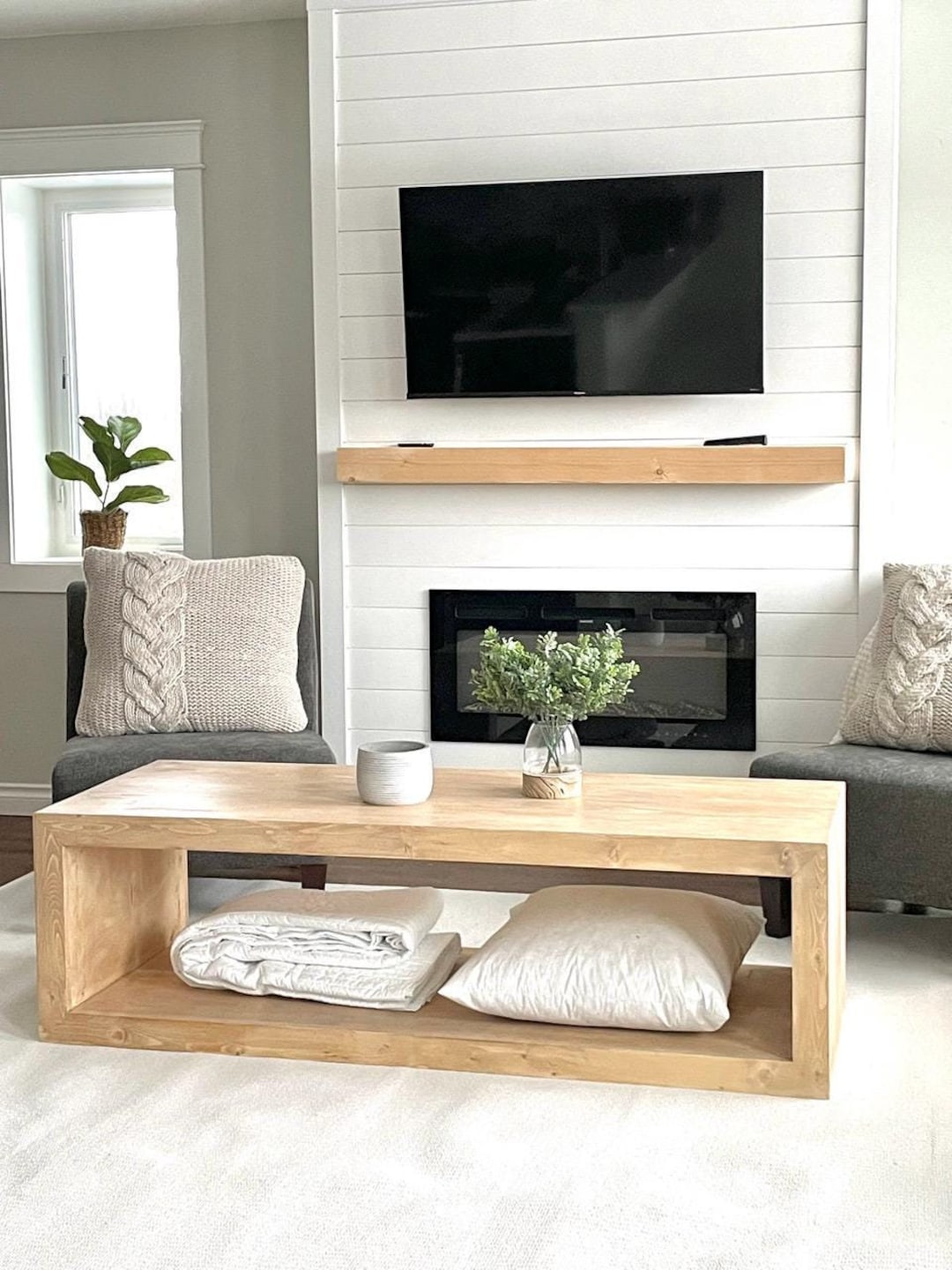 DIY Rectangle Coffee Table, Farmhouse Coffee Table, Woodworking Modern ...