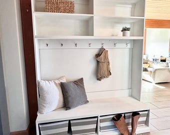 DIY Modern Hall Tree Bench, Coat Rack, Woodworking Cabinet, Hanger ...